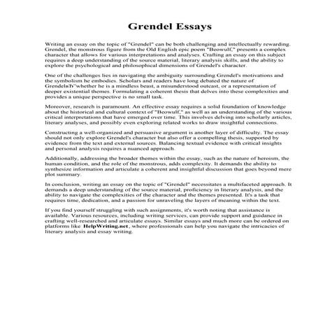 Grendel analysis essay assignment | PDF