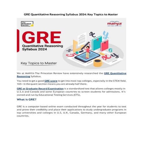GRE Quantitative Reasoning Syllabus 2024: Key Topics to Master | PDF
