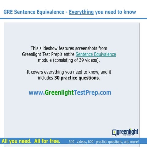 GRE Sentence Equivalence - lessons and practice | PDF