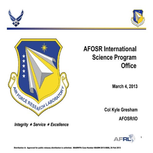 Russell - AFOSR Overview - Spring Review 2013 | PDF