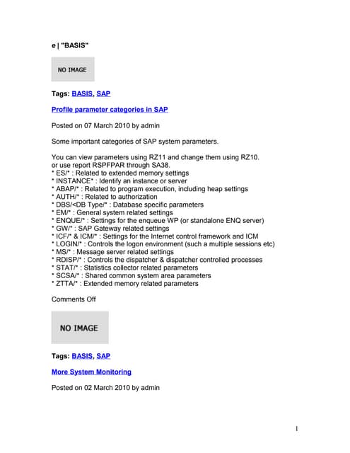SAP BASIS Daily Monitoring T - codes | PDF