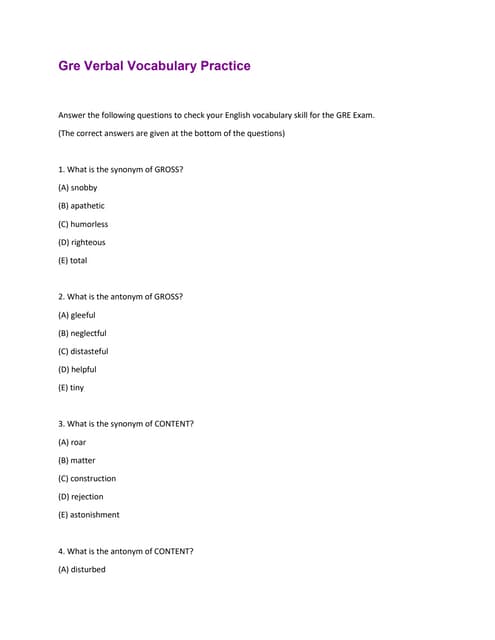 Ets Gre Vocabulary | PDF