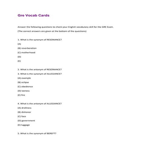 Gre Vocab Cards | PDF