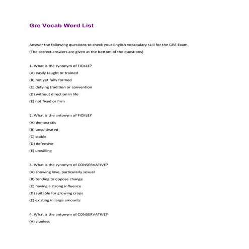 Gre Vocab Word List | PDF