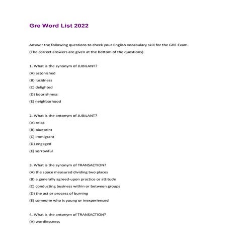 Gre Word List | PDF