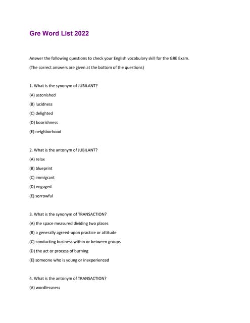 Gre Vocab Word List | PDF