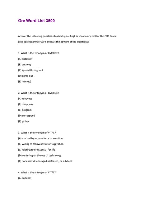Gre Most Important Word List | PDF