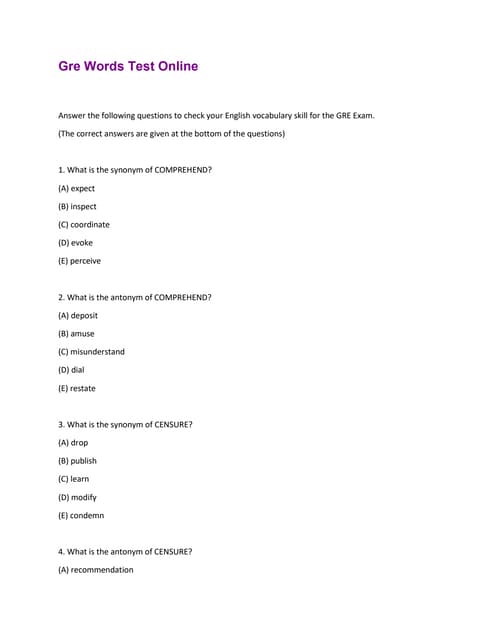 Ged Vocabulary Words | PDF