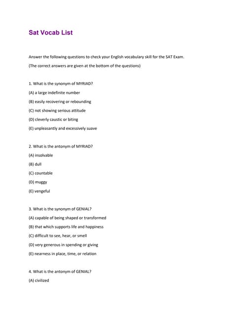 1000 Most Common Sat Words | PDF