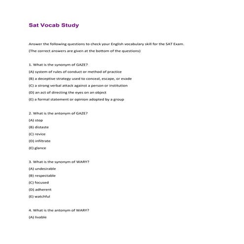 Sat Vocab Study | PDF