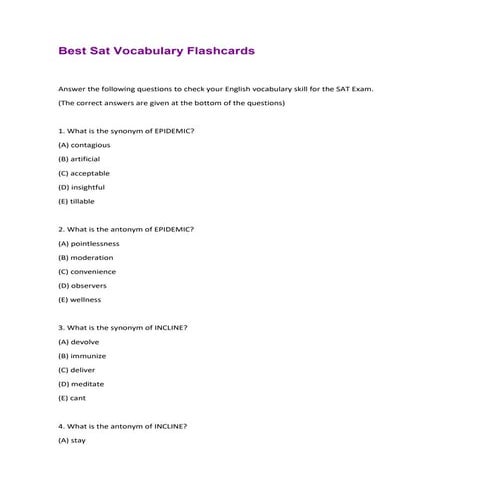 Best Sat Vocabulary Flashcards | PDF