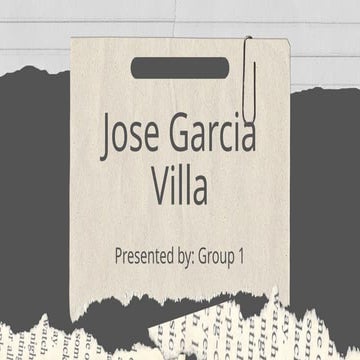 Jose Garcia Villa ( The Bashful one, First, A poem must be magical and ...