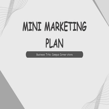 Mini-marketing Plan Presentation with Sample Format | PDF