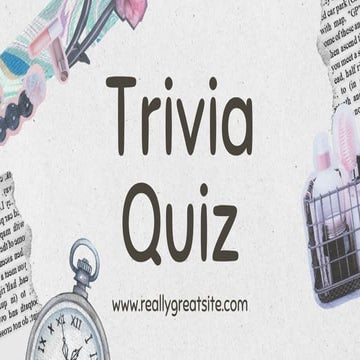 Grey Pink and Brown Paper Texture Vintage Illustrative Trivia Quiz ...