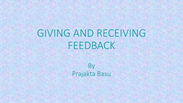 Giving and receiving feedback | PPTX