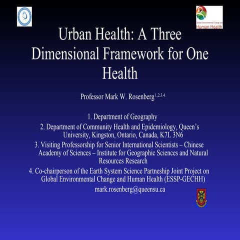 Urban Health: A Three Dimensional Framework for One Health | PPT