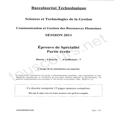 Etude de cas Grh 2011 sep sujet | PDF