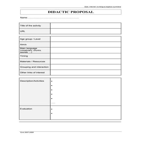Grid Didactic Proposal | DOC | Educational Assessment | Education