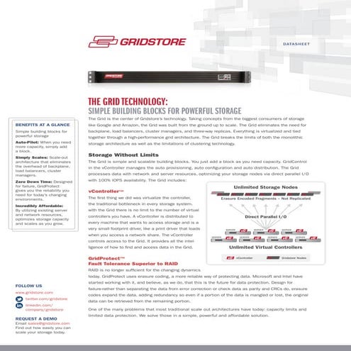 Gridstore datasheet-grid technology | PDF