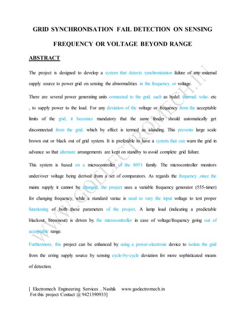 Power grid detection failure by on sensing frequency | PPT
