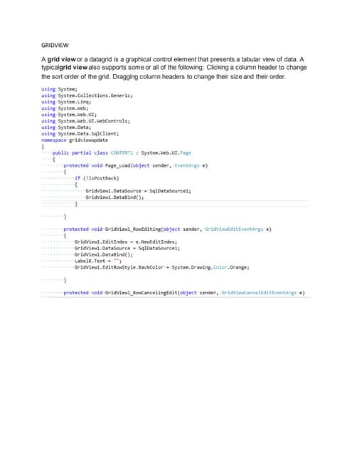 Visual Programing Gridview Docx Computing Technology And Computing 3817