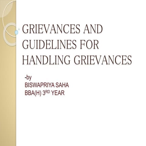 Grievances and guidelines for handling grievances | PPTX