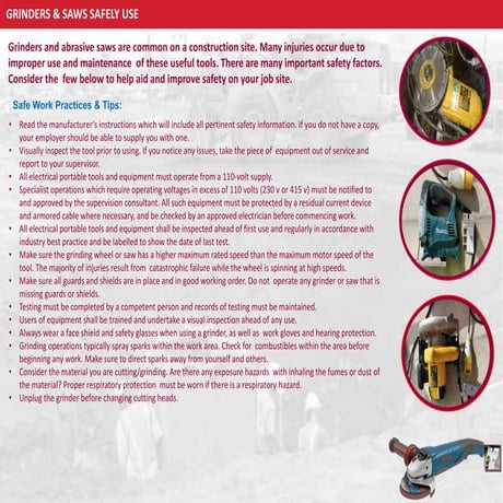GRINDERS & SAWS SAFELY USE | PPTX