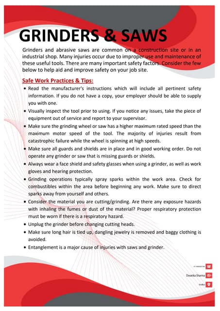 Work safe with grinder | PPTX