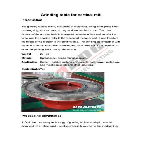 Grinding table for vertical mill | PDF