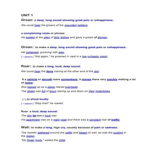 Groan whine roar wail: definition and examples | PDF