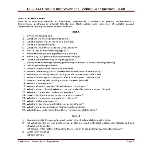 Ground improvement techniques qb | PDF