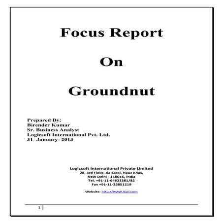 Focus Report on Ground Nuts | DOCX | Agriculture | Industries