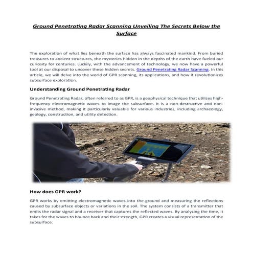 GROUND PENETRATING RADAR(GPR) ppt | PPTX