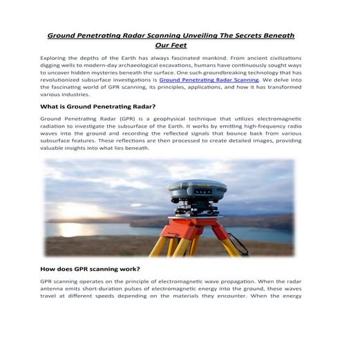 GROUND PENETRATING RADAR(GPR) ppt | PPTX