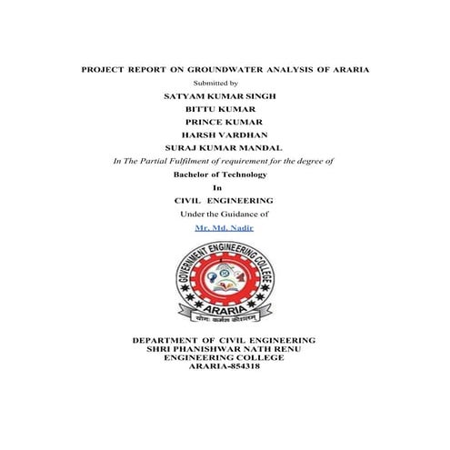 Report of Ground Water Analysis Araria , BIHAR | PDF