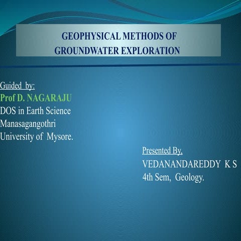 GEOPHYSICAL METHODS OF GROUNDWATER EXPLORATION | PPTX