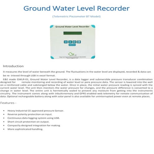 Ground water level recorder | PDF