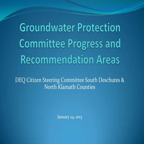 Groundwater protection recommendations | PPT
