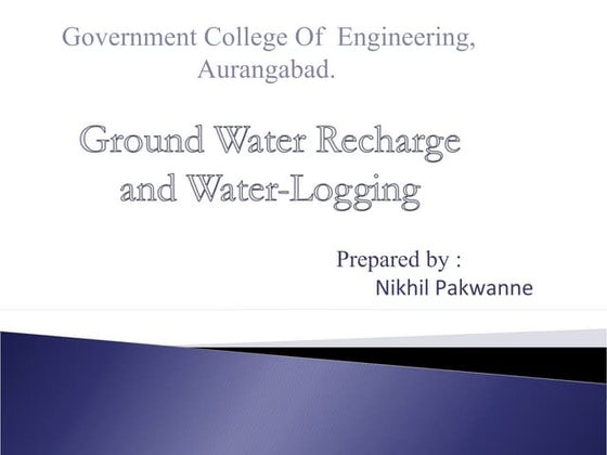 Ground Water Recharge | PPTX | Chemistry | Science