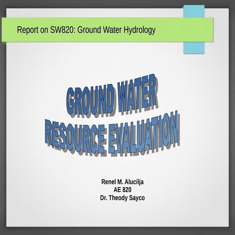 Ground water resource evaluation | PDF