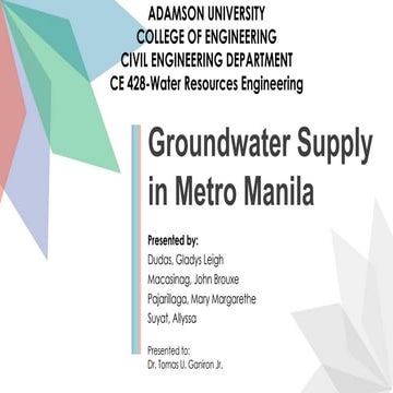 Groundwater supply in metro manila | PDF