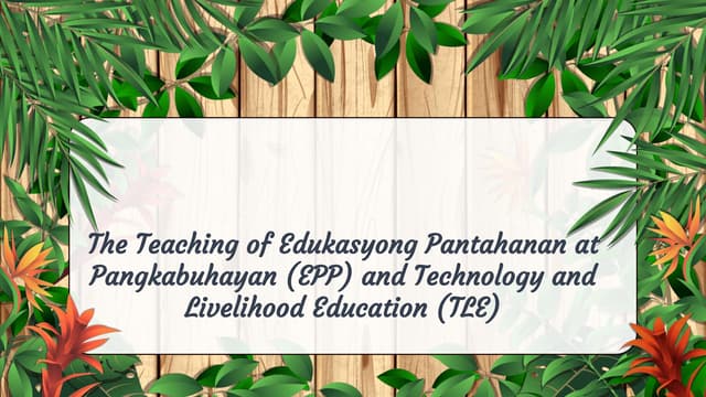 Epp Tle Curriculum Framework For School Use Pptx