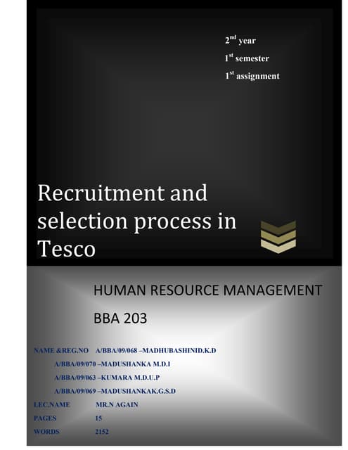 Recruitment & Selection process in Tesco | PPTX | Resume Writing and ...