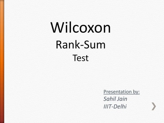 Wilcoxon signed rank test | PPTX