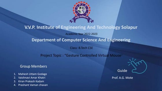 Virtual Mouse Using Hand Gesture Recognition Ppt