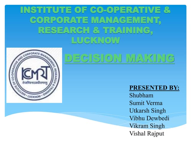 UNIT II Decision making Techniques.pptxx | PPTX