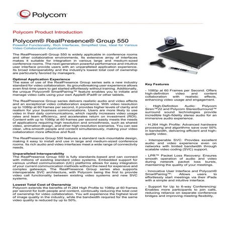 polycom group 550 datasheet - Polycom Group Series | PDF