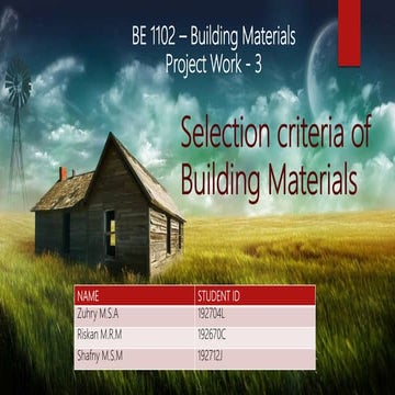 Selection criteria of building materials | PPT
