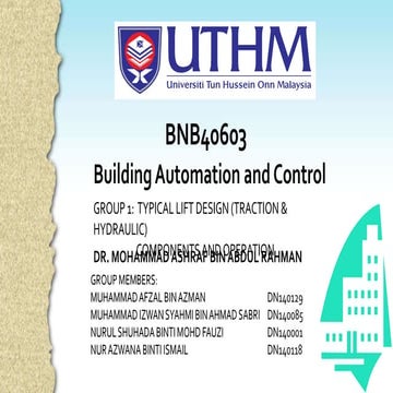 TYPICAL LIFT DESIGN (TRACTION AND HYDRAULIC LIFT) COMPONENTS AND ...