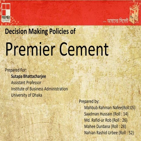Premier Cement Management | PPTX